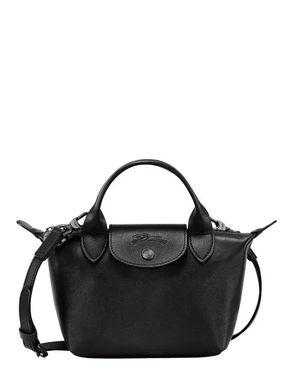 Longchamp Le Pliage Xtra Leather Top Handle Bag - Black