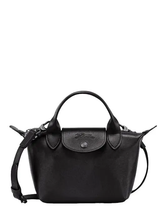 Longchamp Extra Small Le Pliage Xtra Leather Top Handle Bag - Black