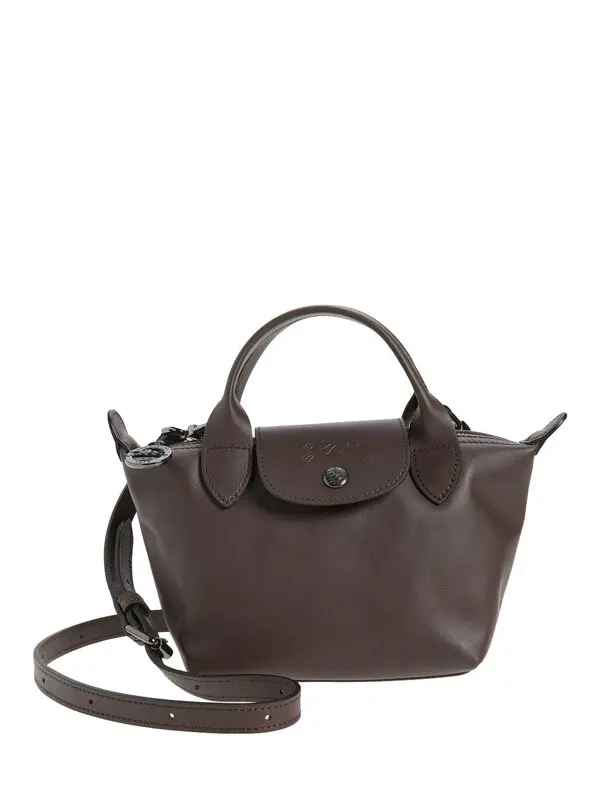 Longchamp Le Pliage Xtra Leather Top Handle Bag - Mocha