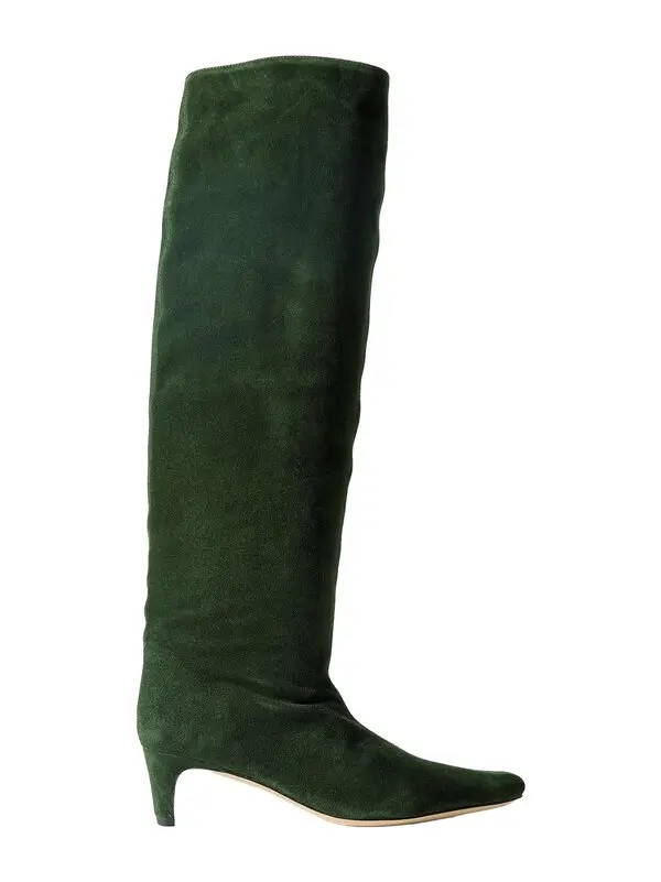 Staud Wally Suede Knee Boots - Black