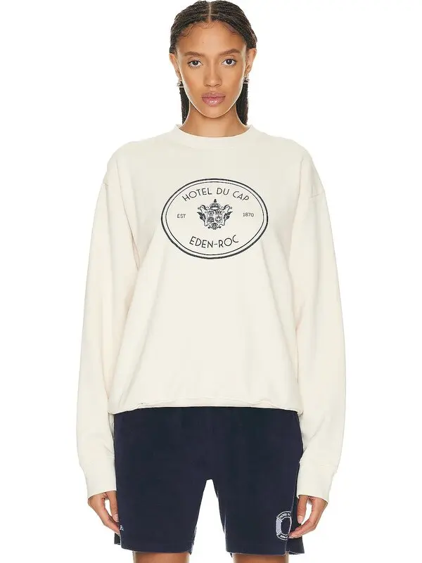 SPORTY & RICH X Hotel Du Cap Eden Roc Eden Crest Crewneck Sweater - Cream