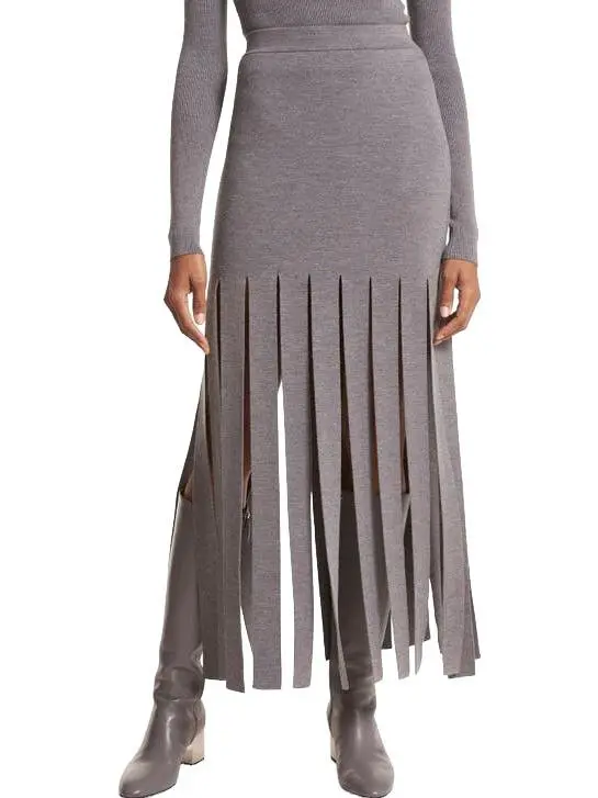 Michael Kors Merino Wool Blend Streamer Skirt - Banker Melange