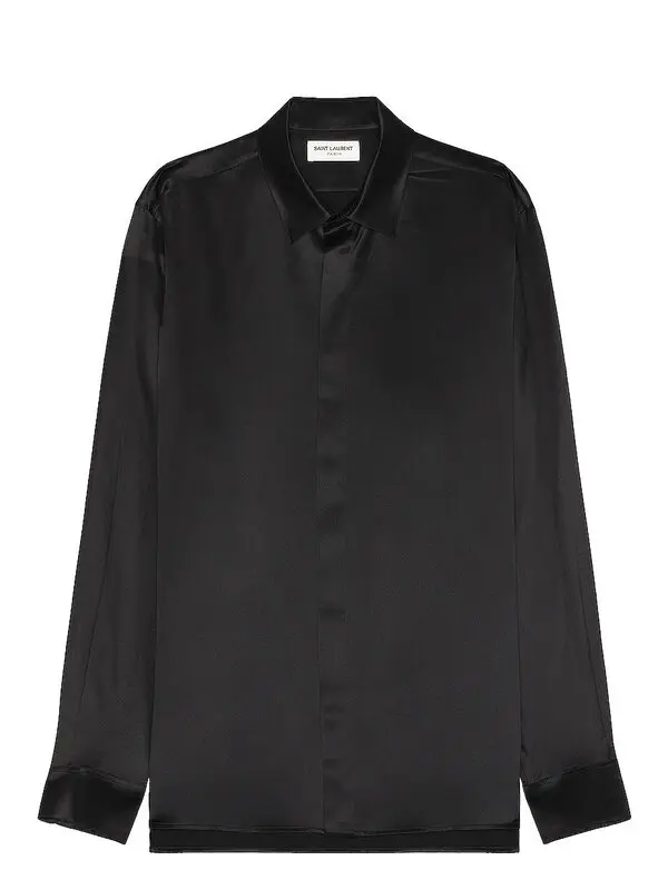 Saint Laurent Long Sleeve Shirt In Black - Noir