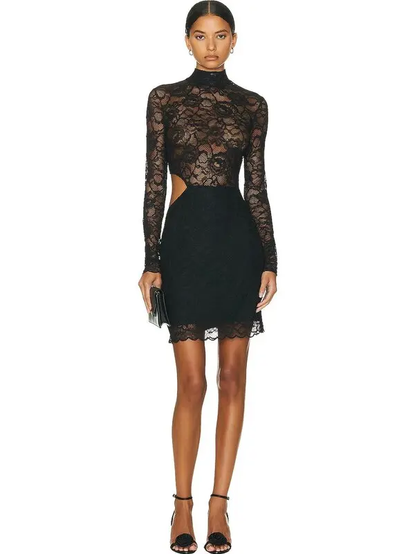 Fleur Du Mal Lace Cutout Mini Dress - Black