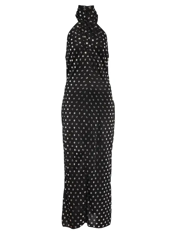 Alaïa Embellished Halterneck Midi Dress - Black