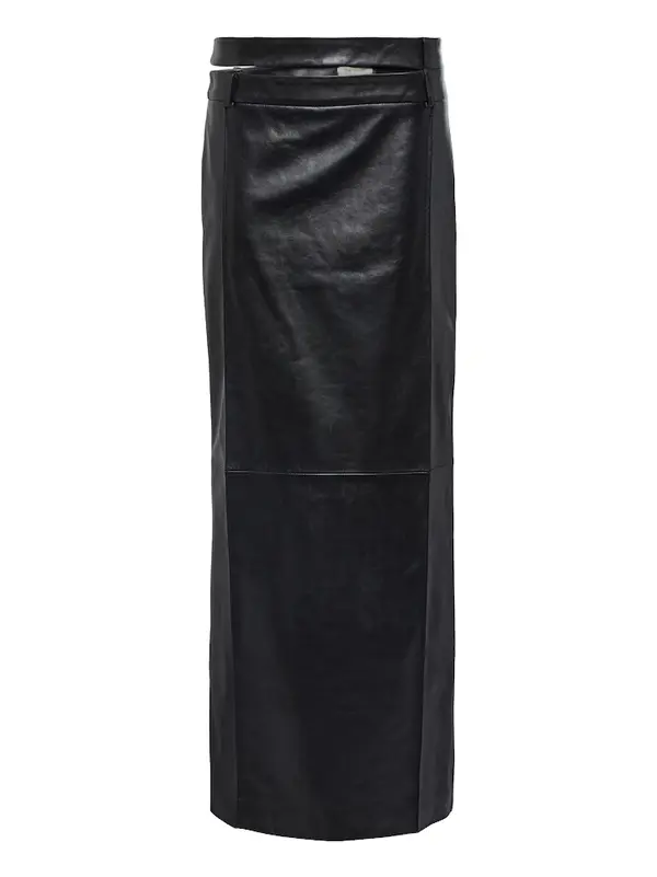 THE MANNEI Ararat Low-rise Maxi Leather Skirt - Black
