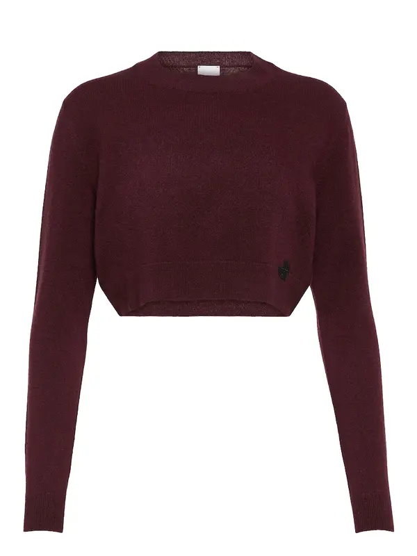 Patou Cropped Merino Wool & Cashmere Sweater - Red