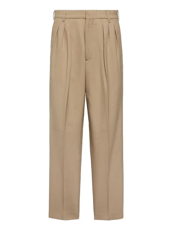 Kenzo Virgin Wool Straight Trousers - Beige