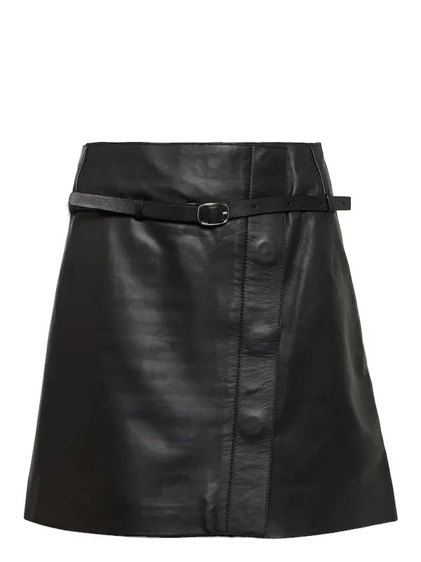 YVES SALOMON Wrap Leather Miniskirt - Black