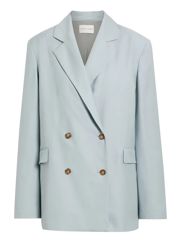 Loulou De Saison Donau Double-breasted Wool-twill Blazer - Sky Blue
