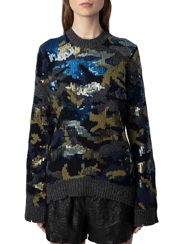 Zadig&Voltaire Cosmy Camo Sequin Sweater - Ardoise