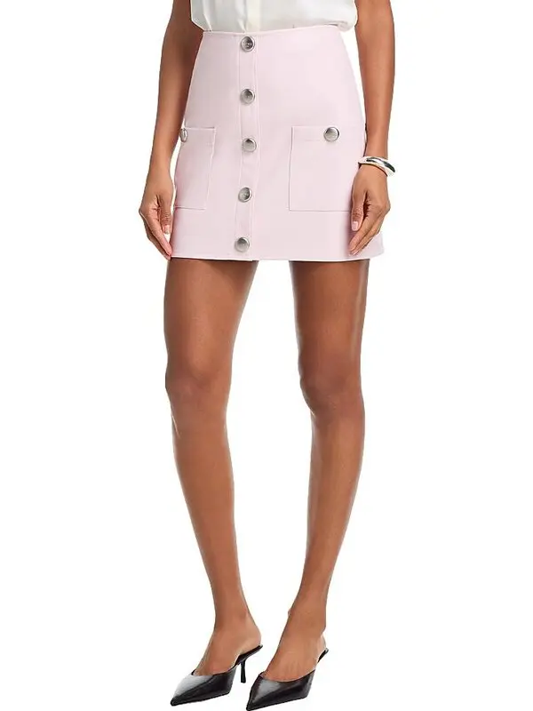 L'Agence Truman Faux Leather Mini Skirt - Icy Lilac