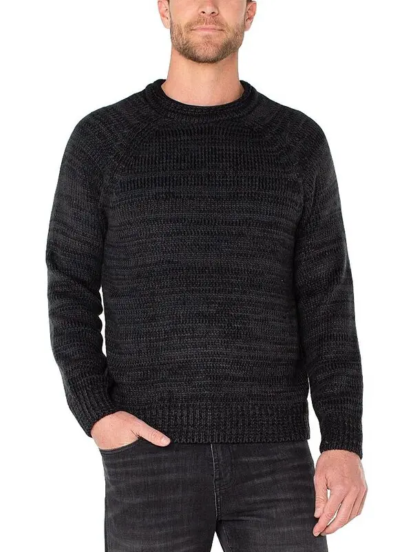 LIVERPOOL Roll Neck Raglan Sweater - Black Gray