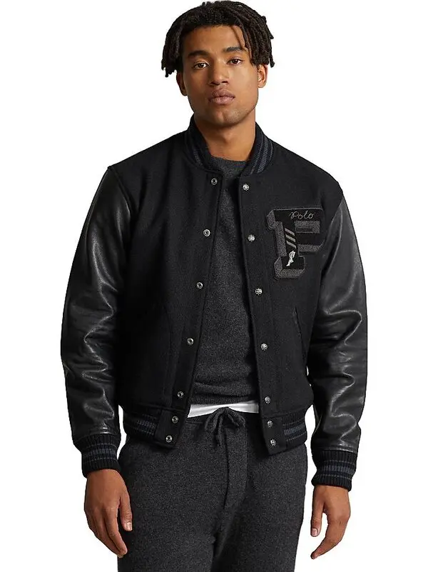 Polo Ralph Lauren Mixed Media Letterman Jacket - Polo Black