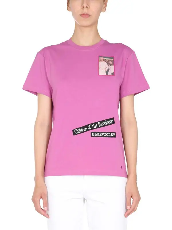 Raf Simons Crew Neck T-shirt With Front Logo Patch - Pink