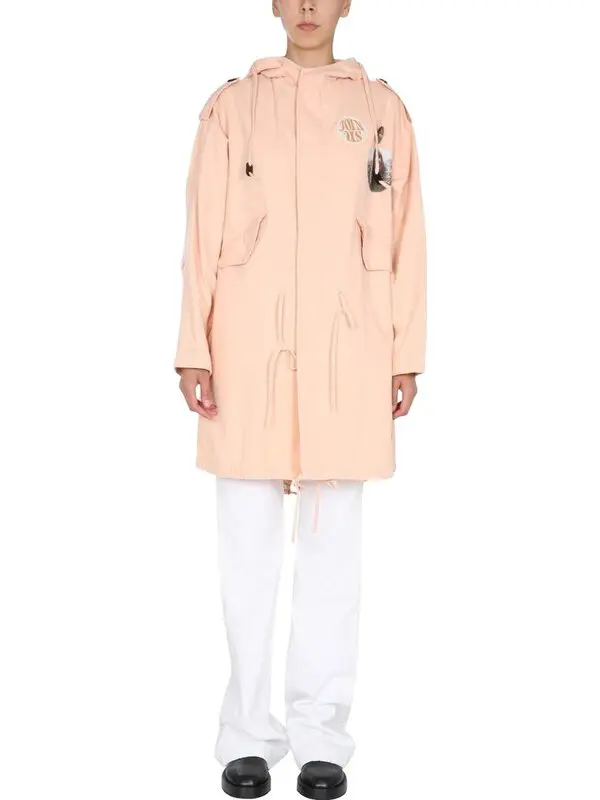 Raf Simons Parka With Logo Patch - Pink