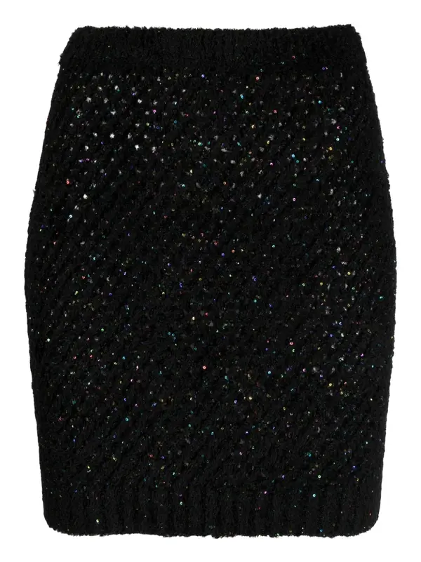 Balmain Sequin-embellished Miniskirt - Black