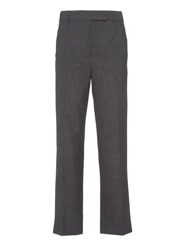 Prada Zip-pocket Wool Trousers - Grey