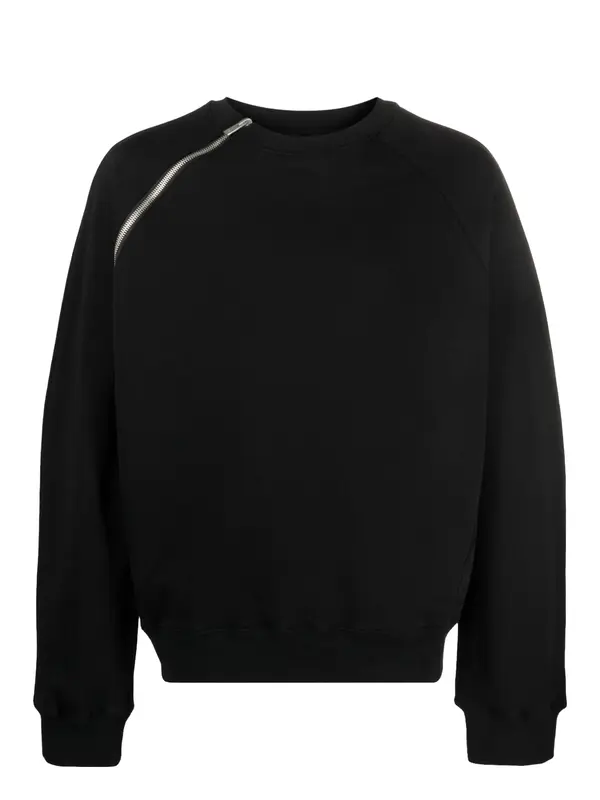 HELIOT EMIL Zip-detail Cotton Jumper - Black