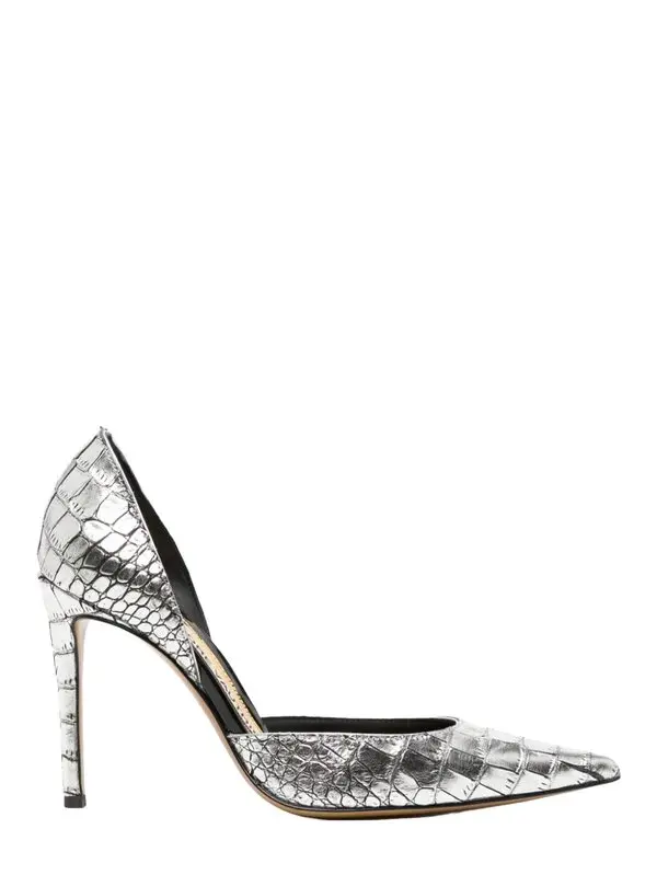 Alexandre Vauthier 90mm Crocodile-effect Leather Pumps - Silver