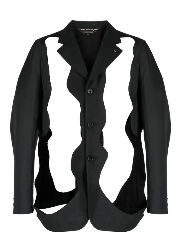 Comme Des Garçons Notched-lapels Cut-out Blazer - Black