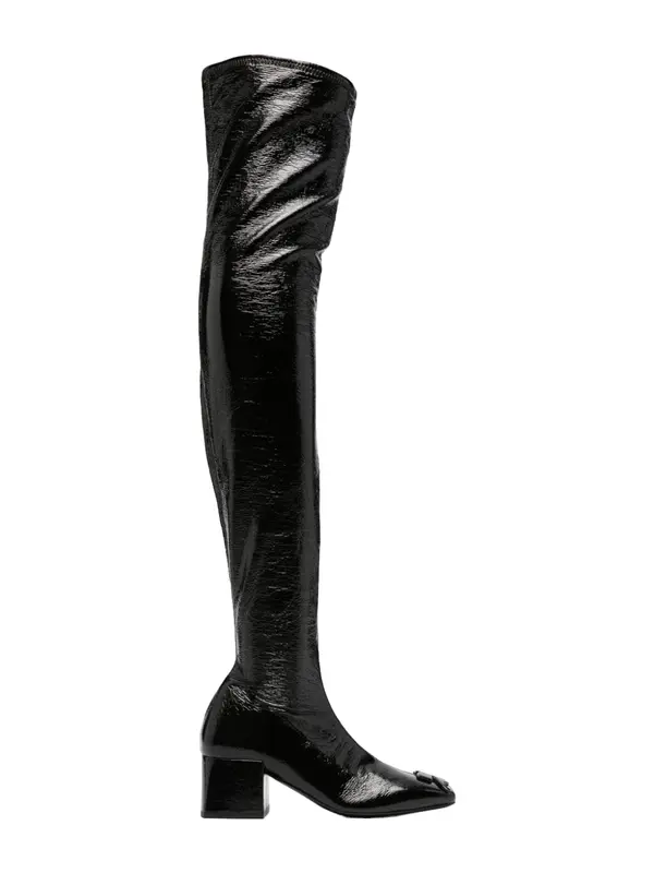 COURREGES 60mm Logo-plaque Leather Boots - Black