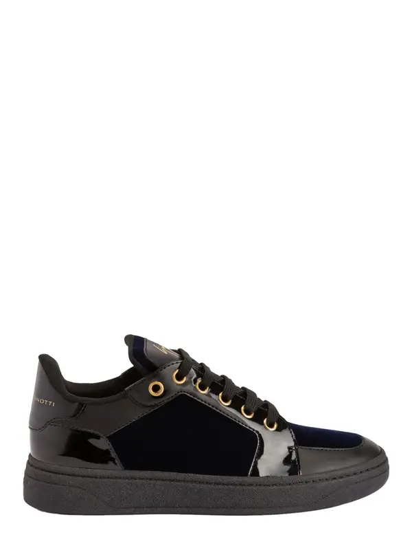 GIUSEPPE ZANOTTI Velvet Lace-up Low-top Sneakers - Black