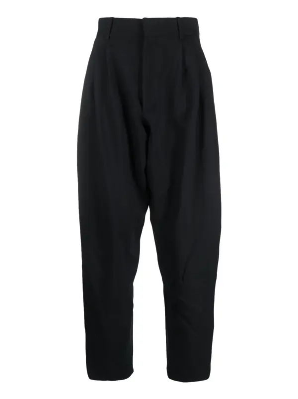 QUIRA Pleat-detailing Wool Trousers - Black