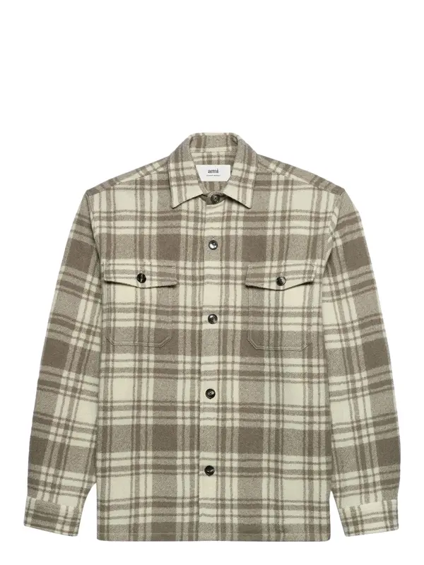 Ami Maxi Checked Overshirt - Neutrals