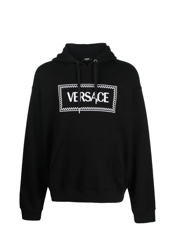 Versace 90s Vintage Logo-embroidered Hoodie - Black