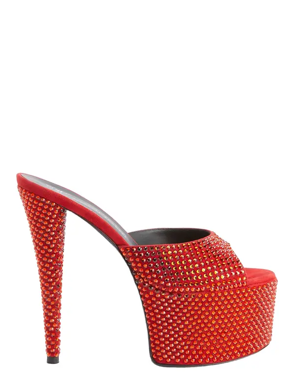 GIUSEPPE ZANOTTI 150mm Crystal-embellished Platform Sandals - Red