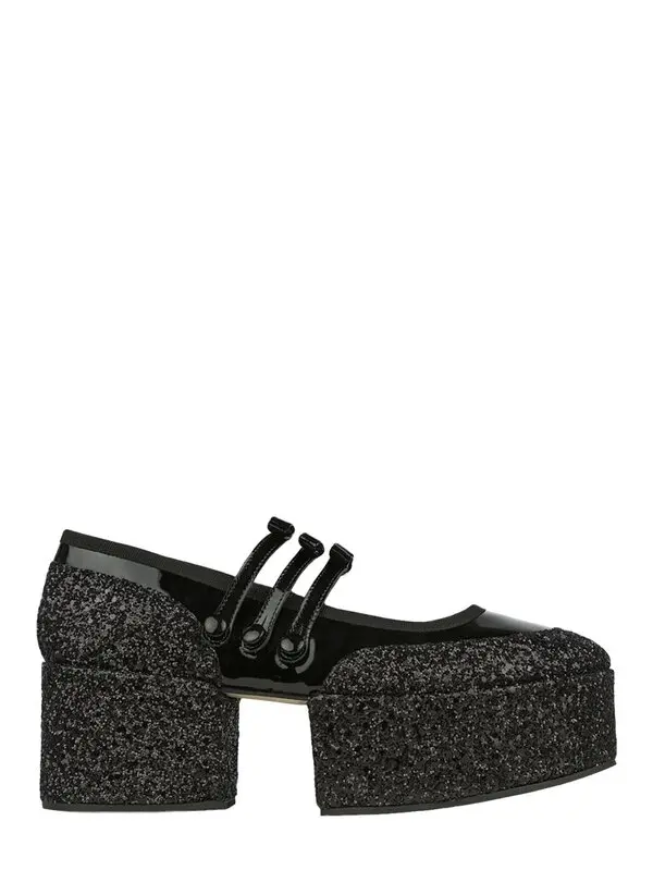 Noir Kei Ninomiya 70mm Glitter-embellished Platform Mary Janes - Black
