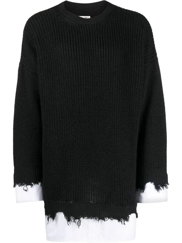 MAISON MARGIELA Layered Waffle-knit Jumper - Black