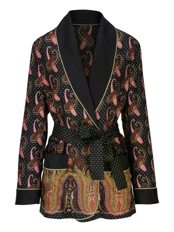 Etro Paisley-print Tie-waist Blazer - Black