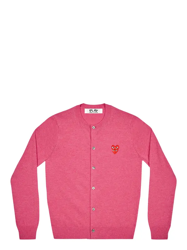 Play Comme Des Garcon Wool Layered Double Heart Cardigan - Pink
