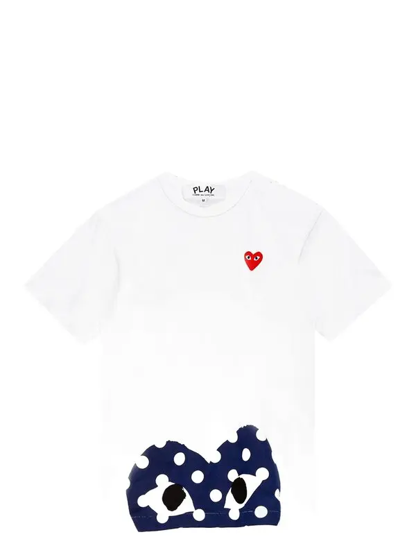 Play Comme Des Garcon Half Polka Dot Heart Tee - White