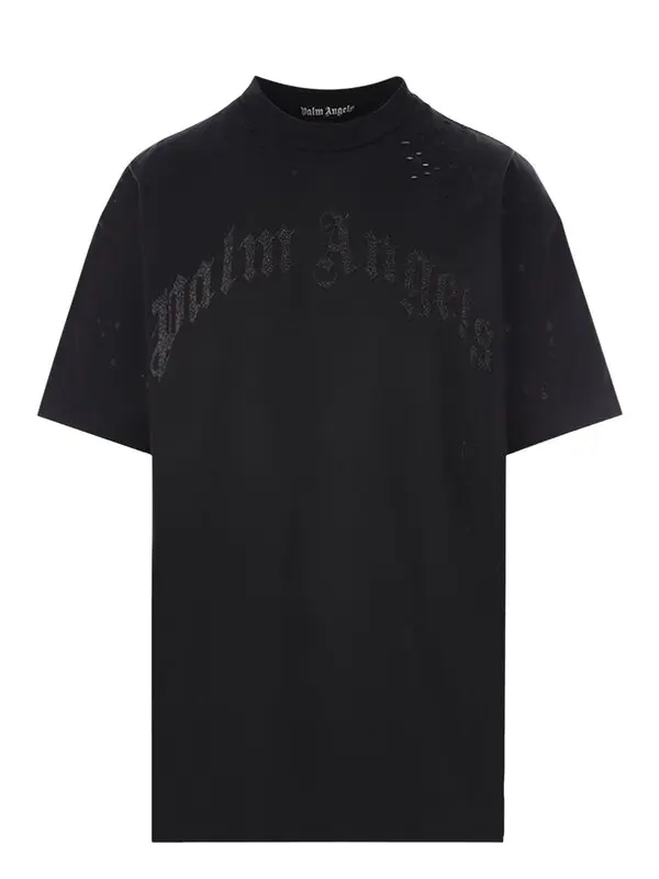 Palm Angels Glittered Logo Classic Tee - Black