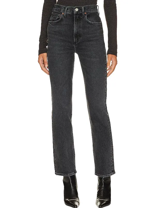 AGOLDE High Rise Stovepipe Jeans - Metal