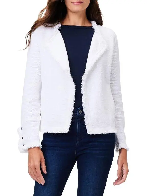 NIC+ZOE Fringe Mix Knit Jacket - Paper White