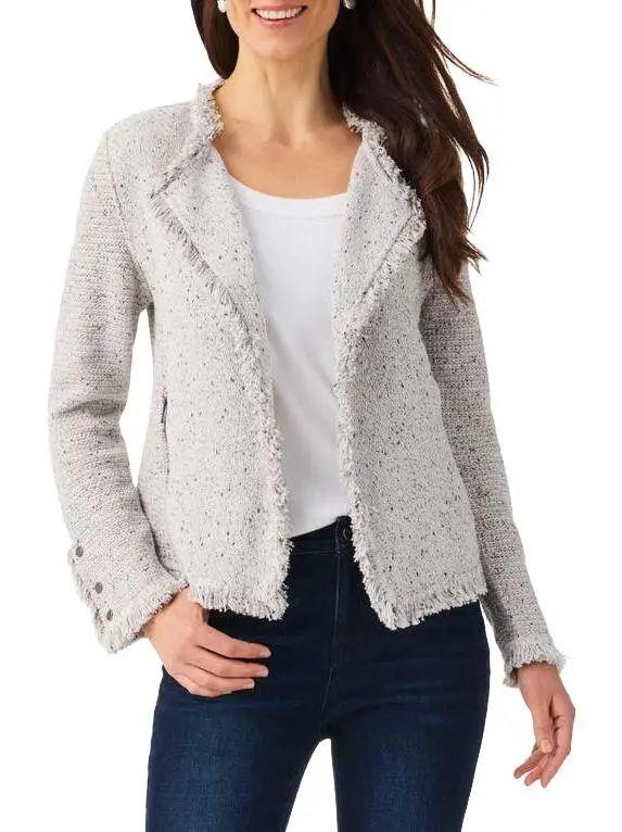 NIC+ZOE Fringe Mix Knit Jacket - Sugar Cookie