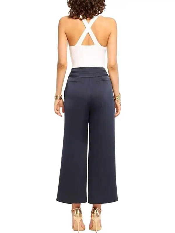 Ramy Brook Joss Cropped Wide-leg Pants - Navy