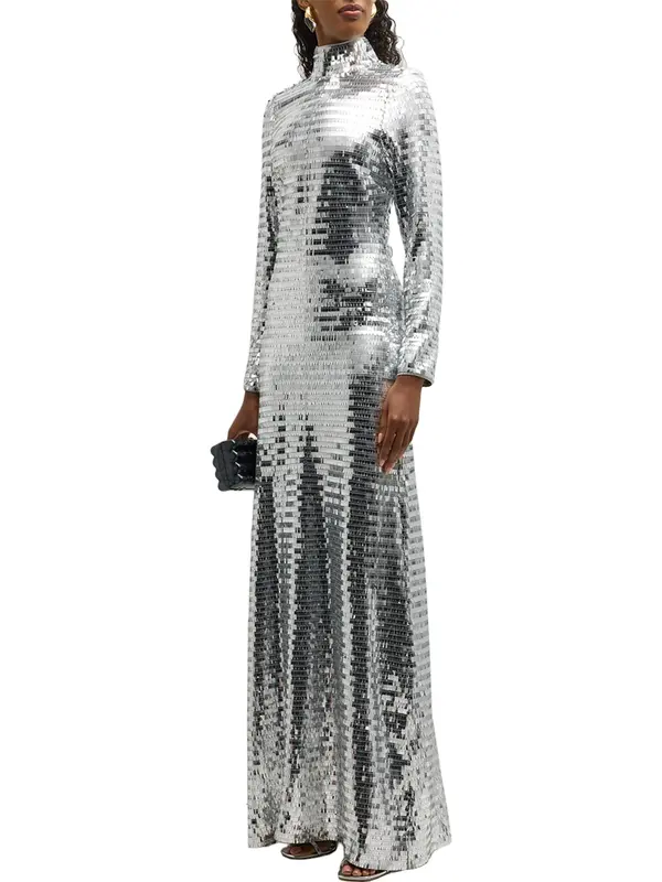 SIMONMILLER Sequin Sculpty Maxi Dress - Satellite Silver