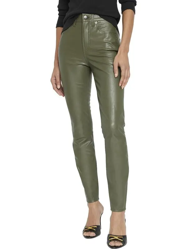 Veronica Beard Debbie Skinny-leg Cropped Vegan Leather Pants - Loden