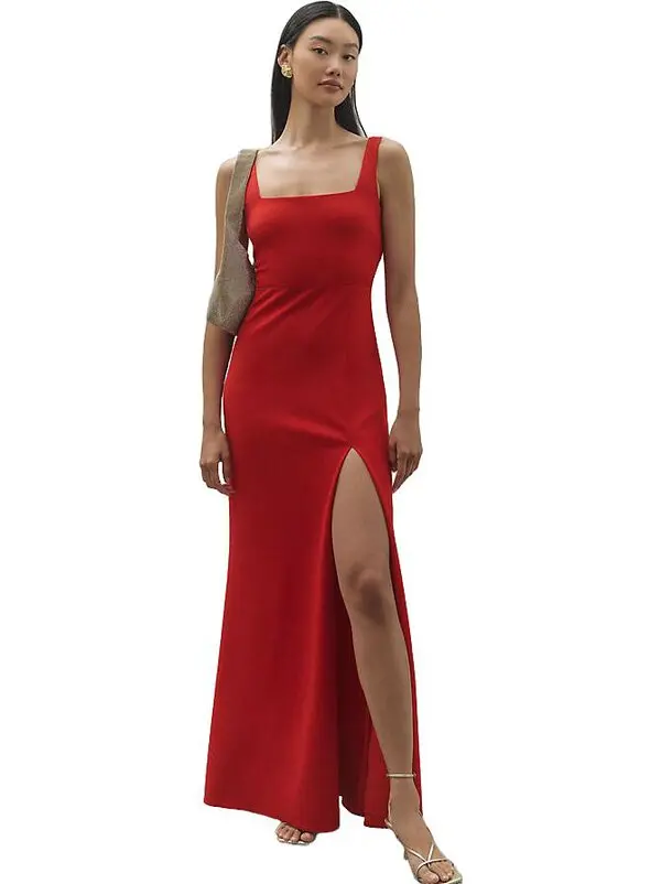 Bhldn Blake Square-neck Maxi Dress - Cherry Red