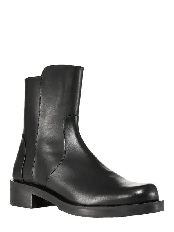 STUART WEITZMAN 5050 Bold Zip Leather Booties - Black