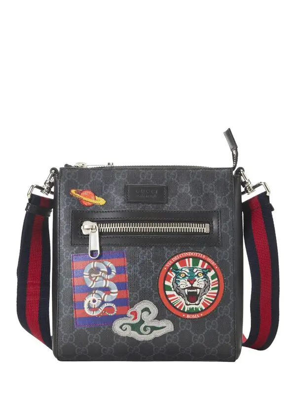 Gucci Gg Supreme Canvas Night Courrier Zip Flat Messenger - Black