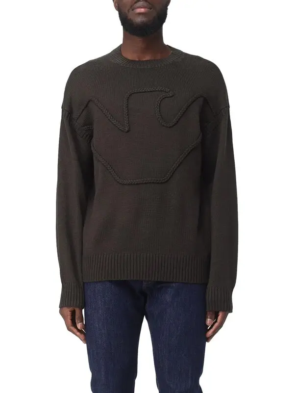 Emporio Armani Wool Blend Sweater With Embroidery - Grey