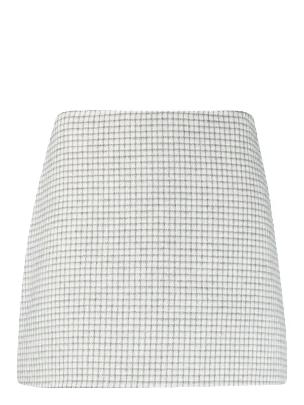 Theory Checked Wool Miniskirt - White