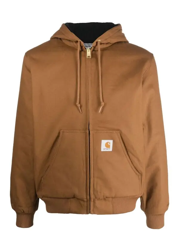 Carhartt Work In Progress Logo-patch Cotton Hooded Jacket - Brown