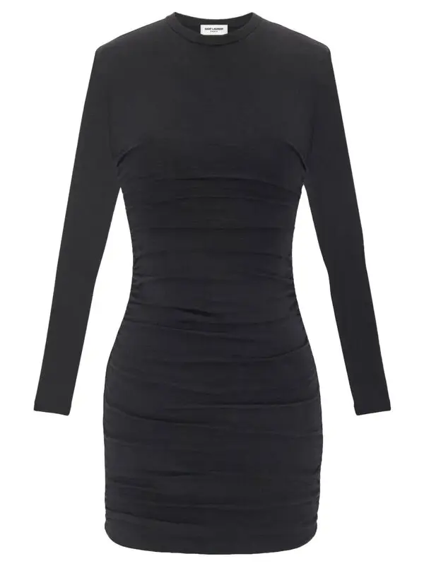 Saint Laurent Draped Wool Dress - Black